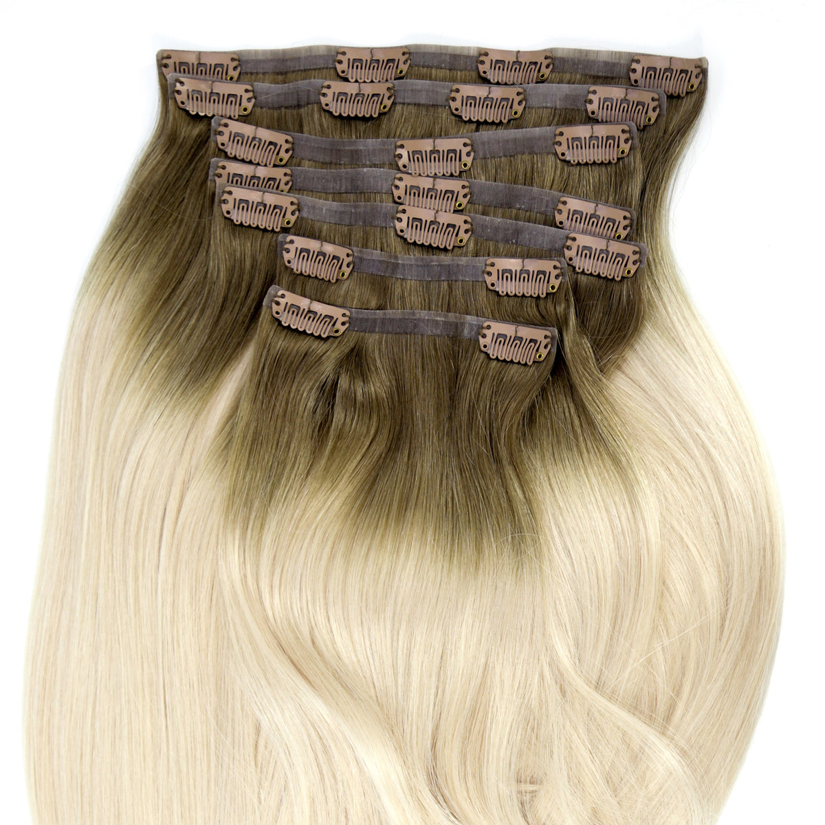 #8AB/60A Rooted Ultra Narrow Clip In Hair Extensions | AquaLyna | AquaLyna