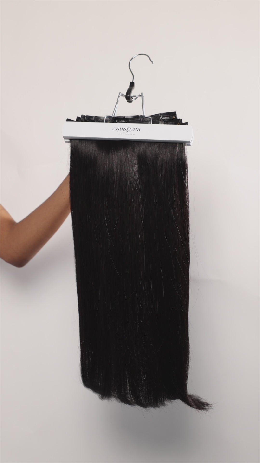 #1N Black Ultra Narrow Clip In Hair Extensions | AquaLyna | AquaLyna