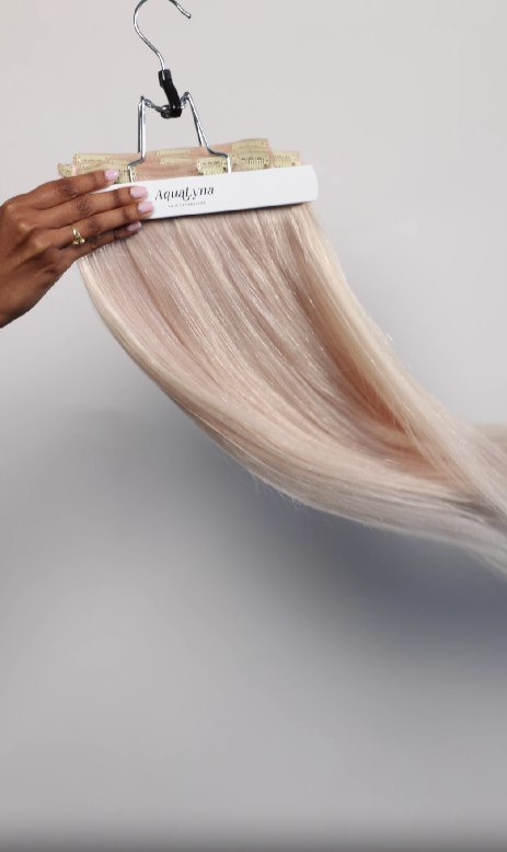 #62 Icy Blonde Ultra Narrow Clip In Hair Extensions | AquaLyna | AquaLyna