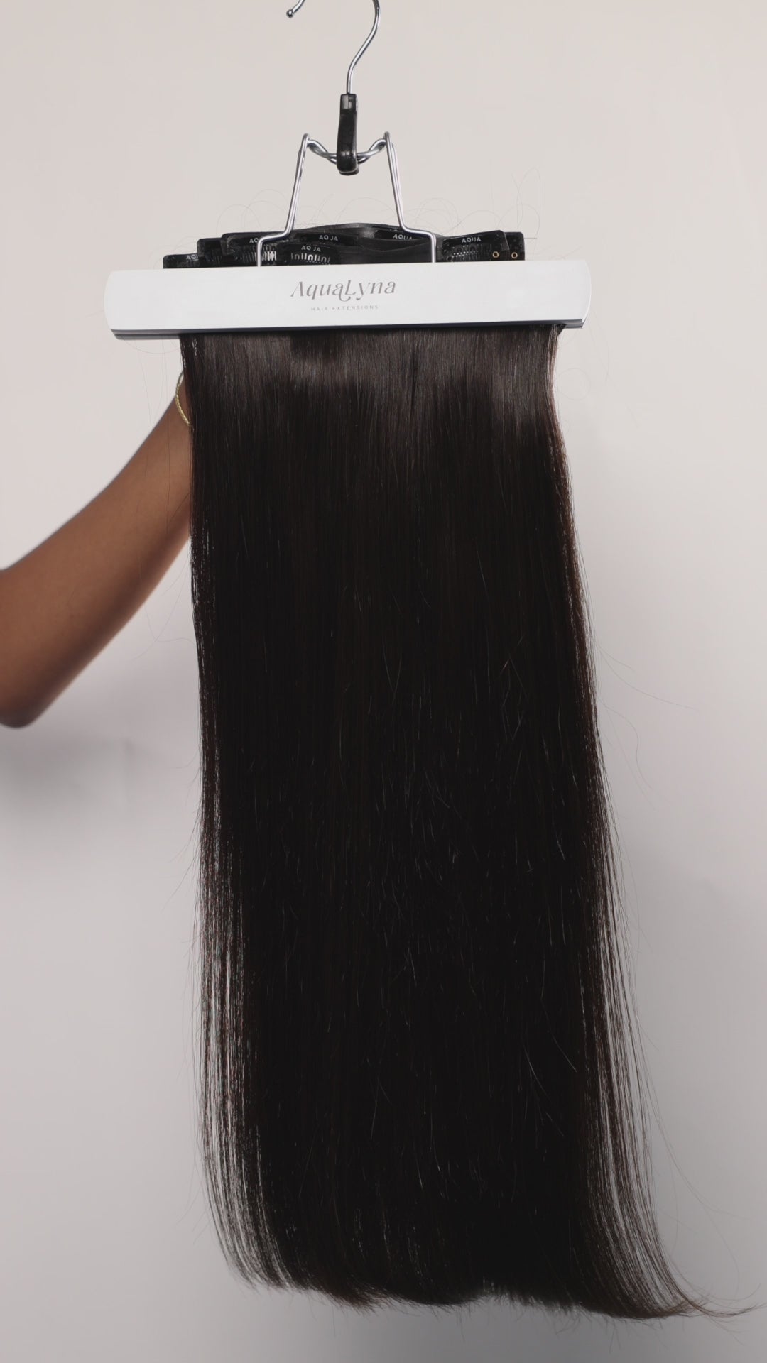 #1B Soft Black Ultra Narrow Clip In Hair Extensions | AquaLyna | AquaLyna